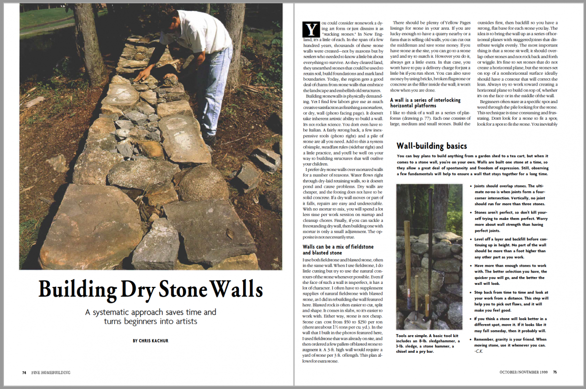 Building Dry Stone Walls - Fine Homebuilding