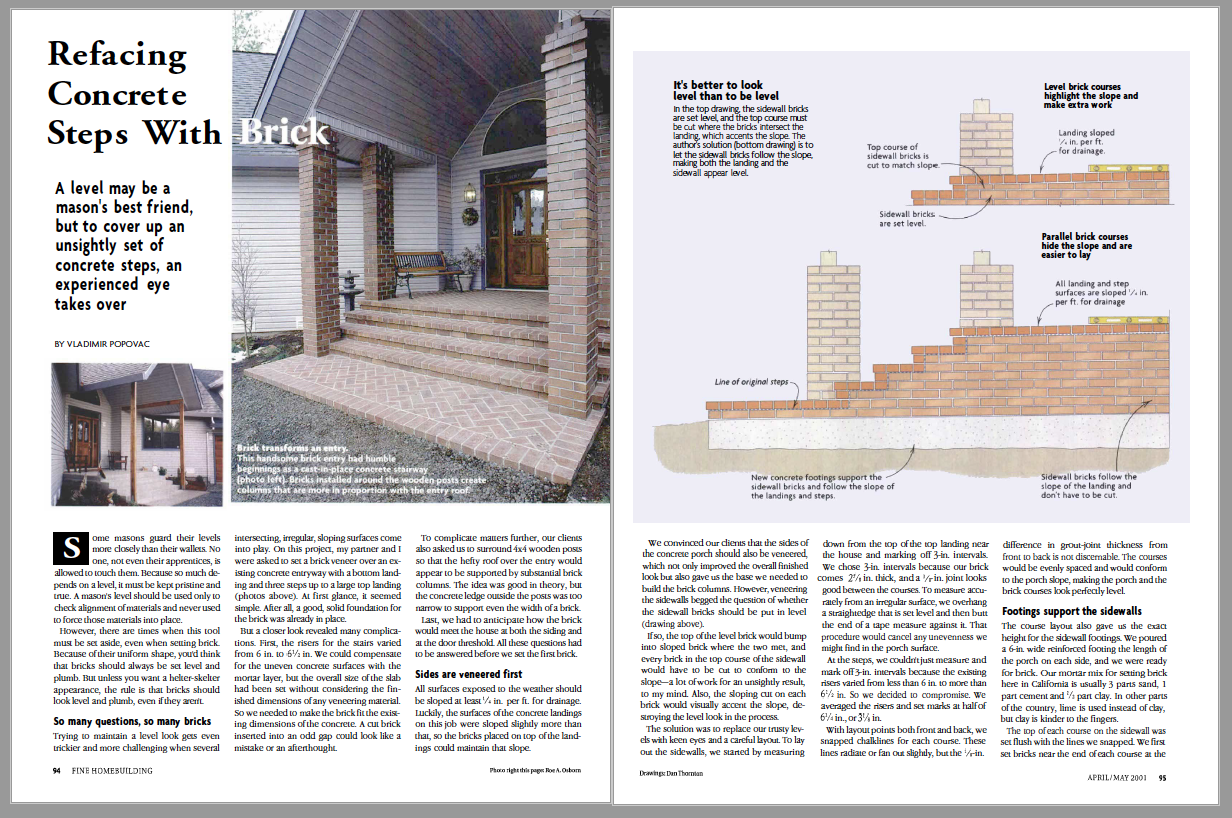 Refacing Concrete Steps With Brick - Fine Homebuilding
