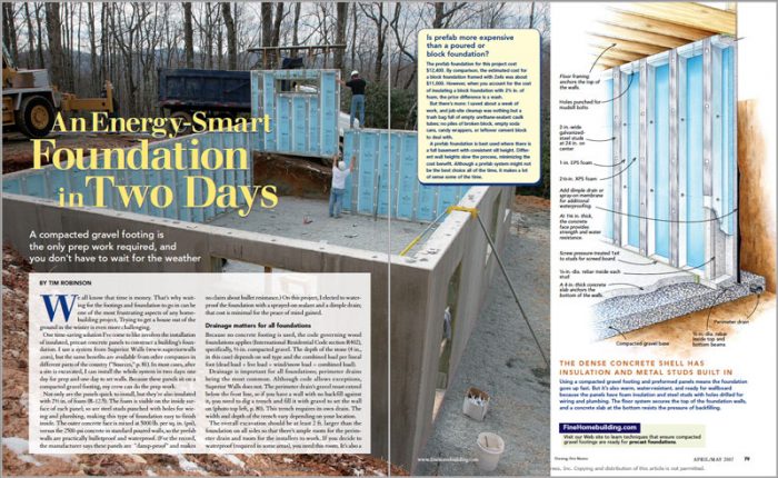 An Energy-Smart Foundation in Two Days - Fine Homebuilding