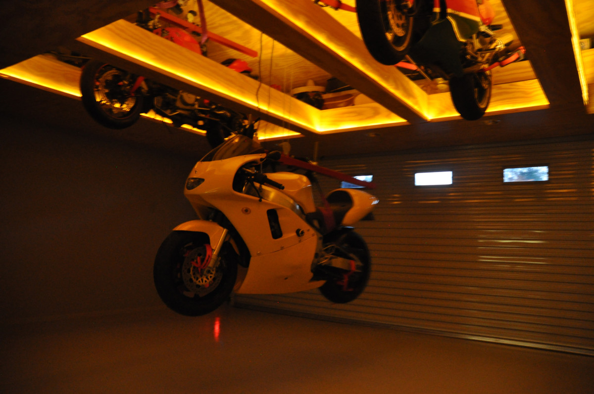 Suspended Motorcycle Flex Garage - Fine Homebuilding